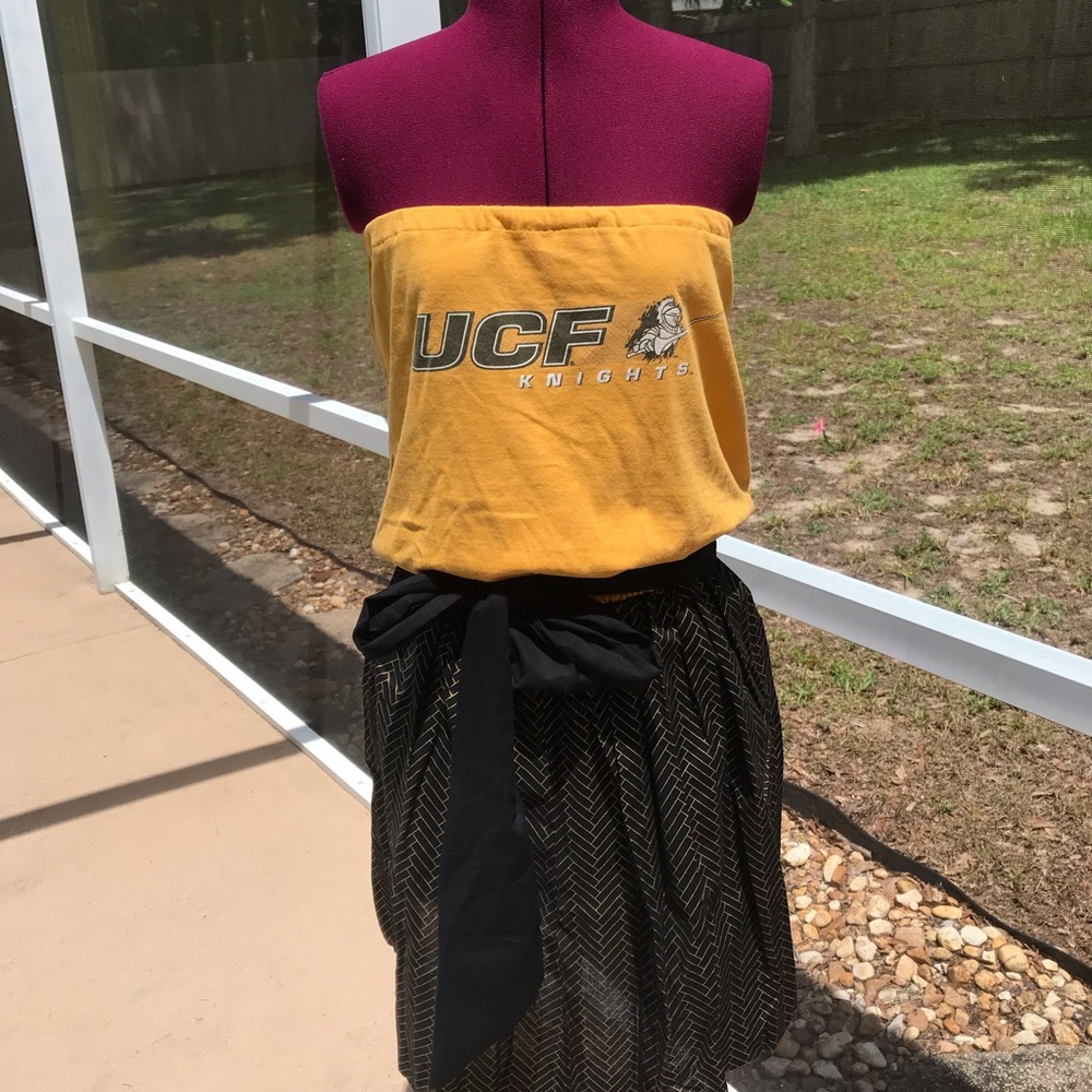 Ucf Knights Strapless Dress With Sash And Pockets - Gem